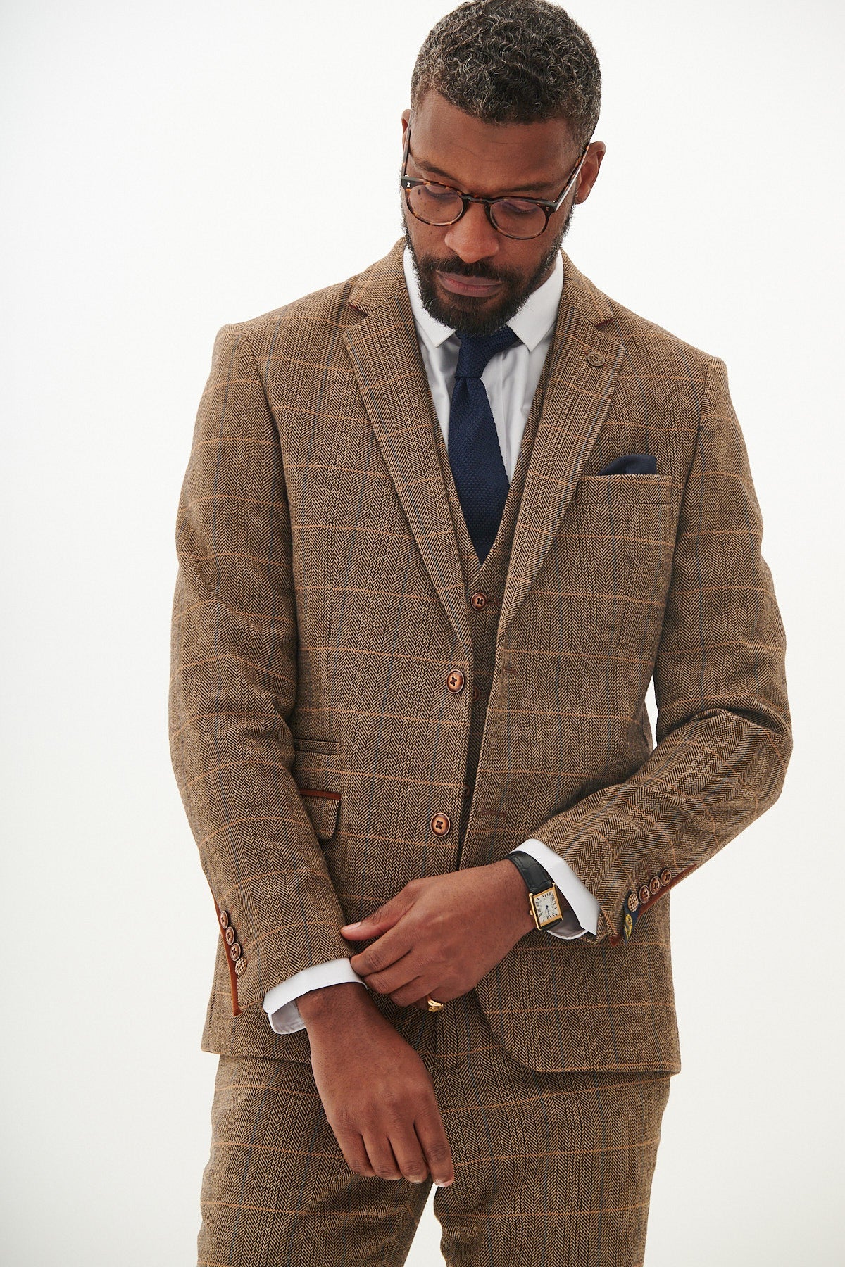 DION Blue Tweed Suit & Kelvin Pink Waistcoat – Marc Darcy