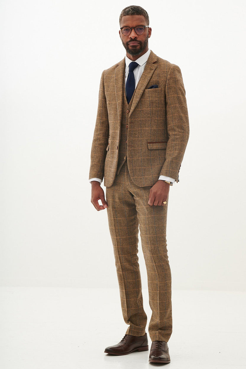 DION Blue Tweed Suit & Kelvin Pink Waistcoat – Marc Darcy