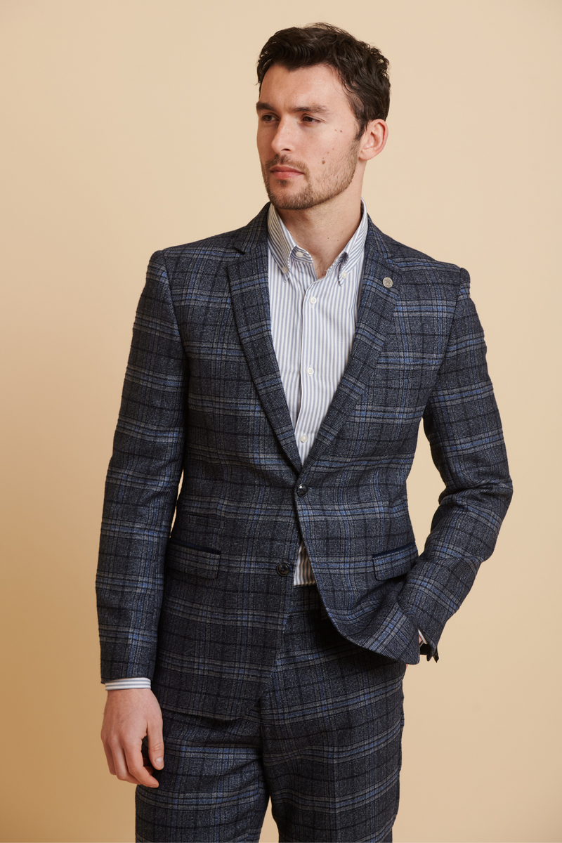 Navy Check Blazer | Men's Navy Blazer | Marc Darcy