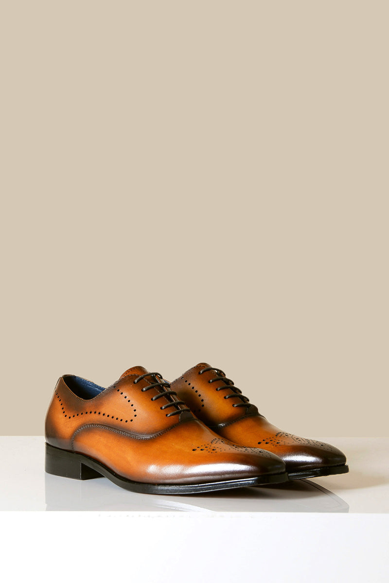 JAKE - Tan Leather Contrast Oxford Shoe – Marc Darcy
