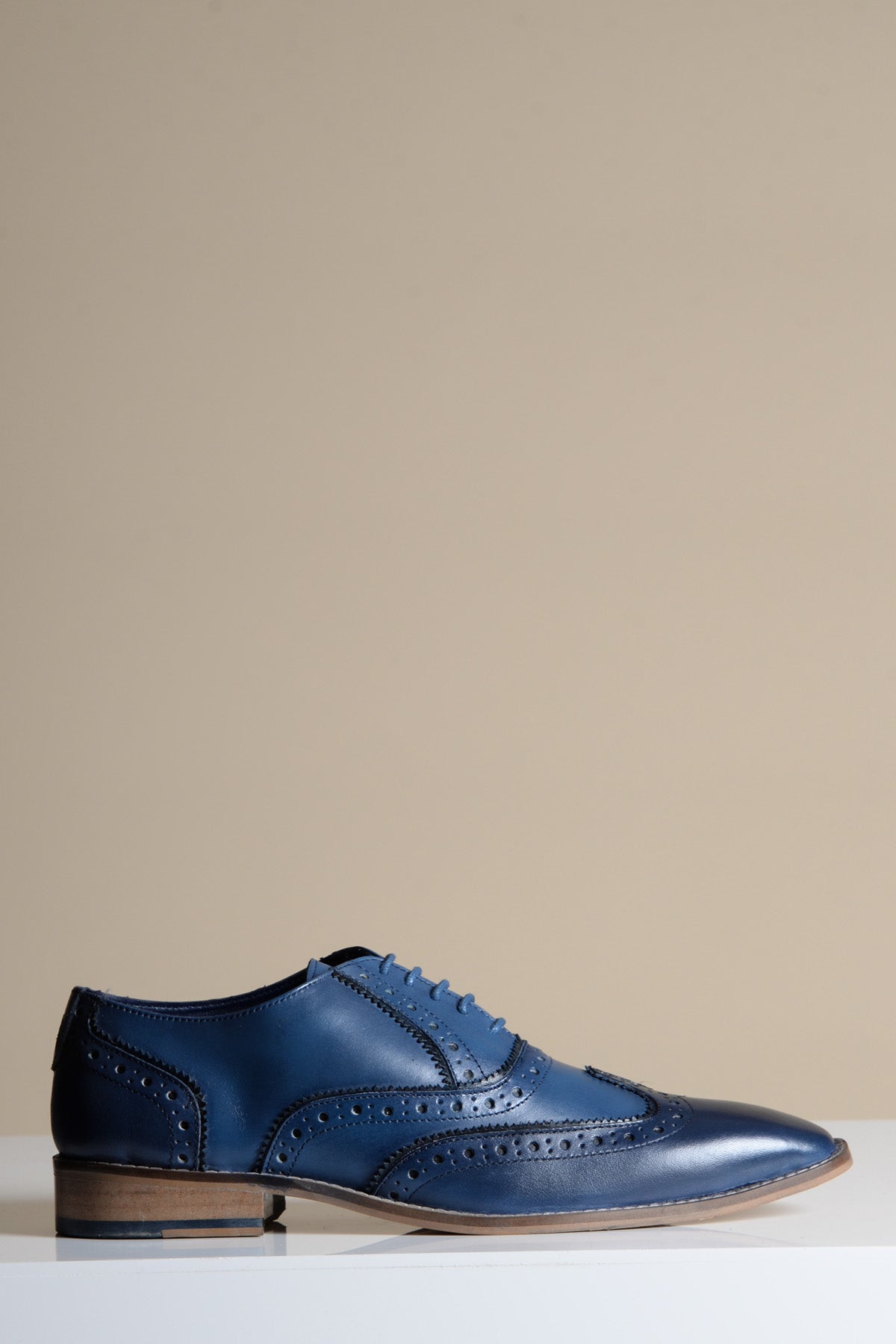 Marco Navy Blue Leather Wingtip Oxford Shoe | Marc Darcy
