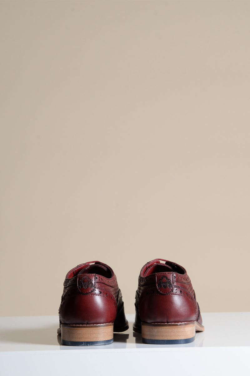 BRANDON - Bordeaux Burgundy Leather Wingtip Brogue Shoe – Marc Darcy