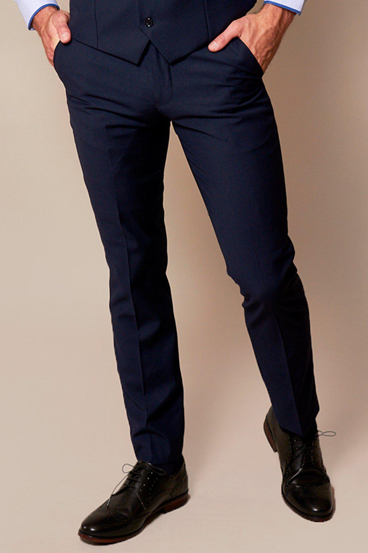 RAMBO - Navy Flat Fronted Trousers – Marc Darcy
